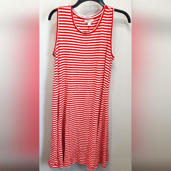 Style & Co. | Dresses | Style Co Red Cream Striped Knit Tank Dress Xl ...